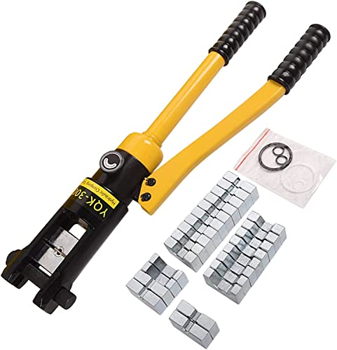 LFGUD 16T Hydraulic Crimping Tool 9 AWG to 600 MCM Battery Cable Crimping Tool 0.87 inch Stroke Hydraulic Lug Crimper Electrical Terminal Crimper with 13 Pairs of Dies