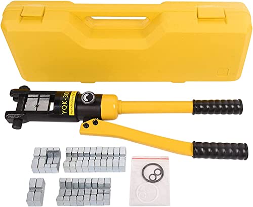 LFGUD 16T Hydraulic Crimping Tool 9 AWG to 600 MCM Battery Cable Crimping Tool 0.87 inch Stroke Hydraulic Lug Crimper Electrical Terminal Crimper with 13 Pairs of Dies