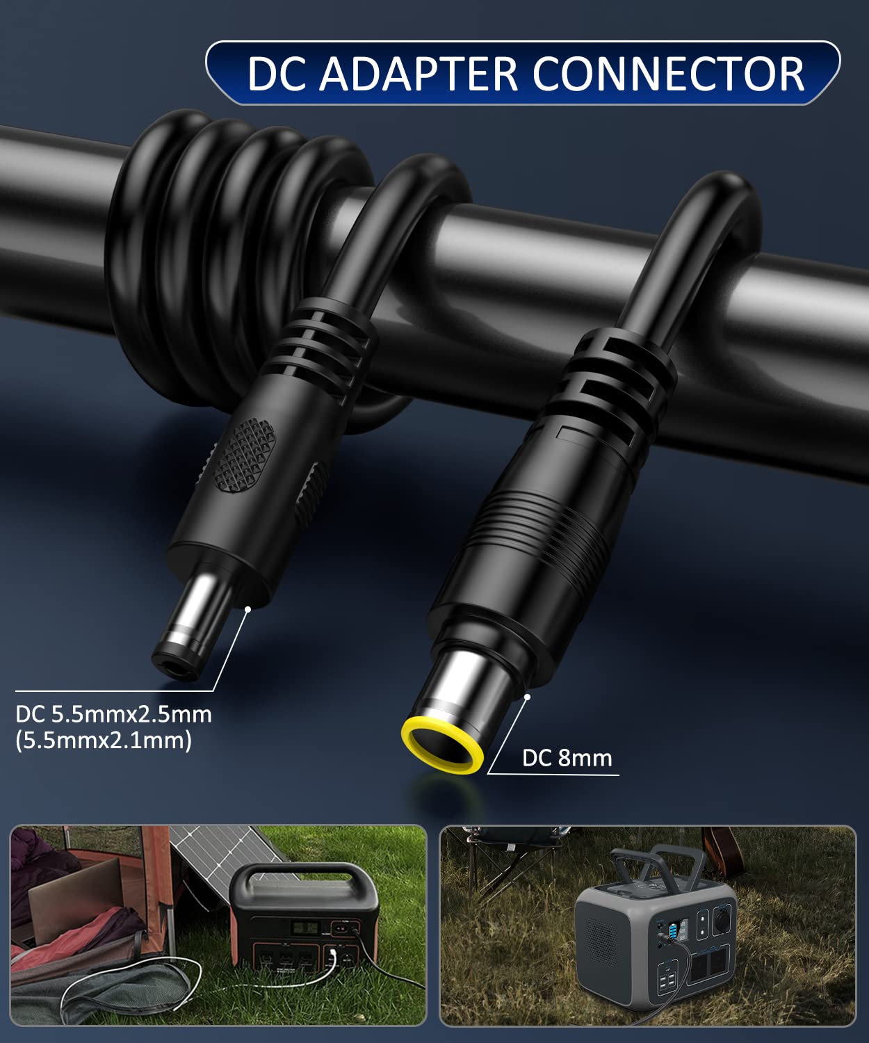 ELECTOP 4-in-1 Solar Panel Connector Extension Cable Splitter, Compatible with Anderson Connector DC 8mm 5.5mm Adapter Power Plug XT60 Female Connector Charger Solar Connectors Parallel Adapter Cable