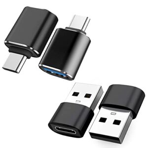 jaroco usb c male to usb female adapter(2 pack)&usb male to usb c female adapter (2 pack) supports superspeed data transfer & fast charging,black