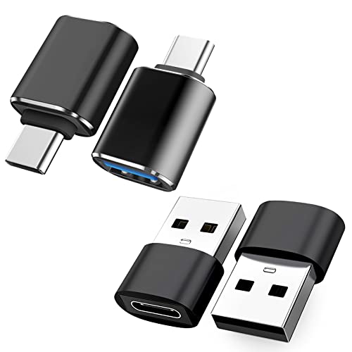 jaroco USB C Male to USB Female Adapter(2 Pack)&USB Male to USB C Female Adapter (2 Pack) Supports SuperSpeed Data Transfer & Fast Charging,Black