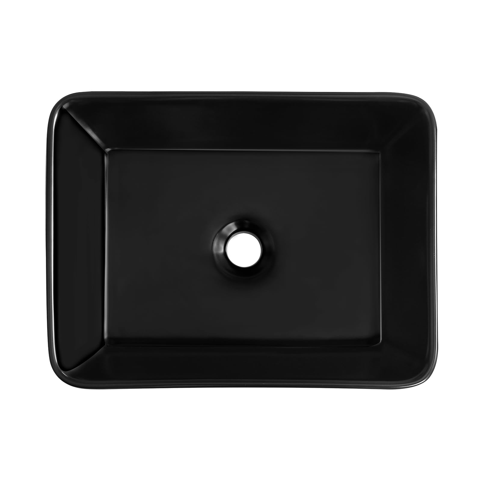 KARAMAG Black Vessel Sink,Rectangle 19"x15" Bathroom Sink Above Counter Porcelain Ceramic Small Sink Bowl Ceramic Vessel Sinks for Bathrooms