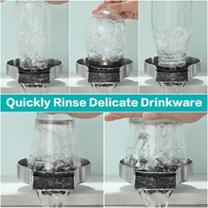 Kicimpro Glass Rinser for Kitchen Sink, Stainless Steel High Pressure Bottle Washer, Cup Washer for Sink with 360 Degree Rotating Rinse Function, Brushed Nickel Glass Washer, Kitchen Sink Accessories