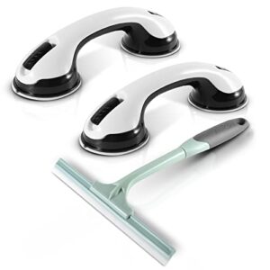 2PCS Shower Handles for Elderly Suction, Handicap Grab Bars for Bathubs and Showers, Bathroom Shower Grab Bar for Seniors with Strong Suction Cup for Wall, 12in Safety Support Handle