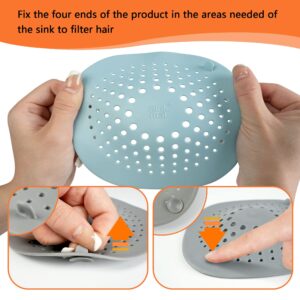 Hair Catcher Shower Drain Cover, 3pc Durable Silicone Tub Hair Stopper with Suction Cup For Bathroom,Kitchen,Home Organization Accessories Must Haves