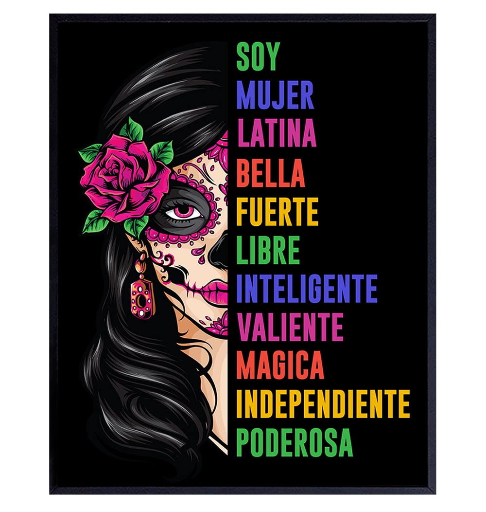 Mexicans Latinx Woman Wall Art - Latina Motivational poster - Arte Decoraciones Para Cuartos - Regalos Para Mujeres Ninas Chicas Chicano Latino Latin Americans - Inspiration Art Positive Quotes 8x10