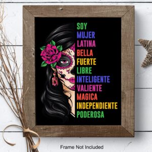 Mexicans Latinx Woman Wall Art - Latina Motivational poster - Arte Decoraciones Para Cuartos - Regalos Para Mujeres Ninas Chicas Chicano Latino Latin Americans - Inspiration Art Positive Quotes 8x10