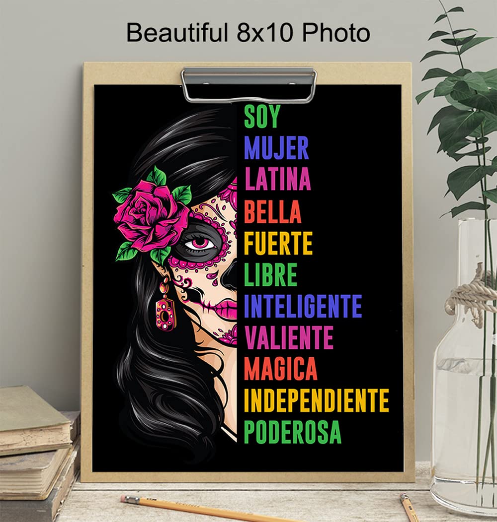 Mexicans Latinx Woman Wall Art - Latina Motivational poster - Arte Decoraciones Para Cuartos - Regalos Para Mujeres Ninas Chicas Chicano Latino Latin Americans - Inspiration Art Positive Quotes 8x10