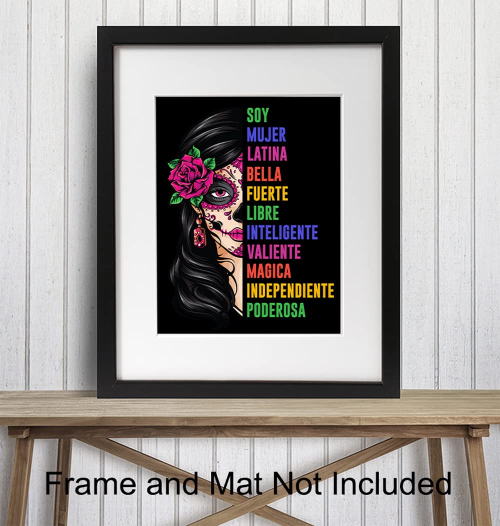 Mexicans Latinx Woman Wall Art - Latina Motivational poster - Arte Decoraciones Para Cuartos - Regalos Para Mujeres Ninas Chicas Chicano Latino Latin Americans - Inspiration Art Positive Quotes 8x10