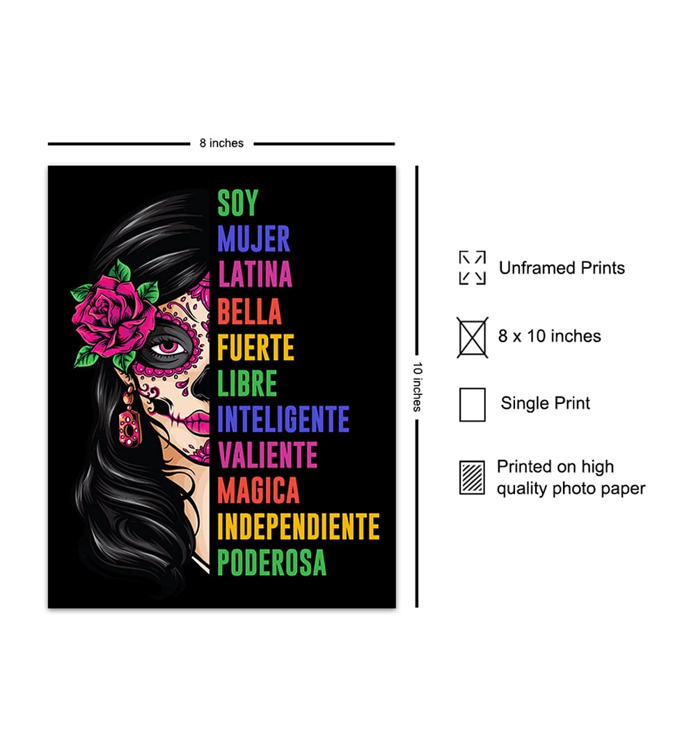 Mexicans Latinx Woman Wall Art - Latina Motivational poster - Arte Decoraciones Para Cuartos - Regalos Para Mujeres Ninas Chicas Chicano Latino Latin Americans - Inspiration Art Positive Quotes 8x10