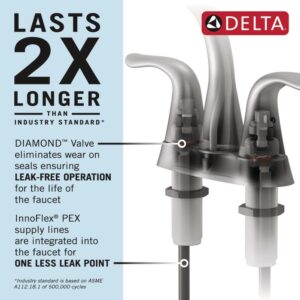 Delta Faucet Saylor Gold Bathroom Faucet, Bathroom Sink Faucet, Centerset Bathroom Faucet for Bathroom Sink, Diamond Seal Technology, Metal Drain Assembly, Champagne Bronze 2535-CZMPU-DST