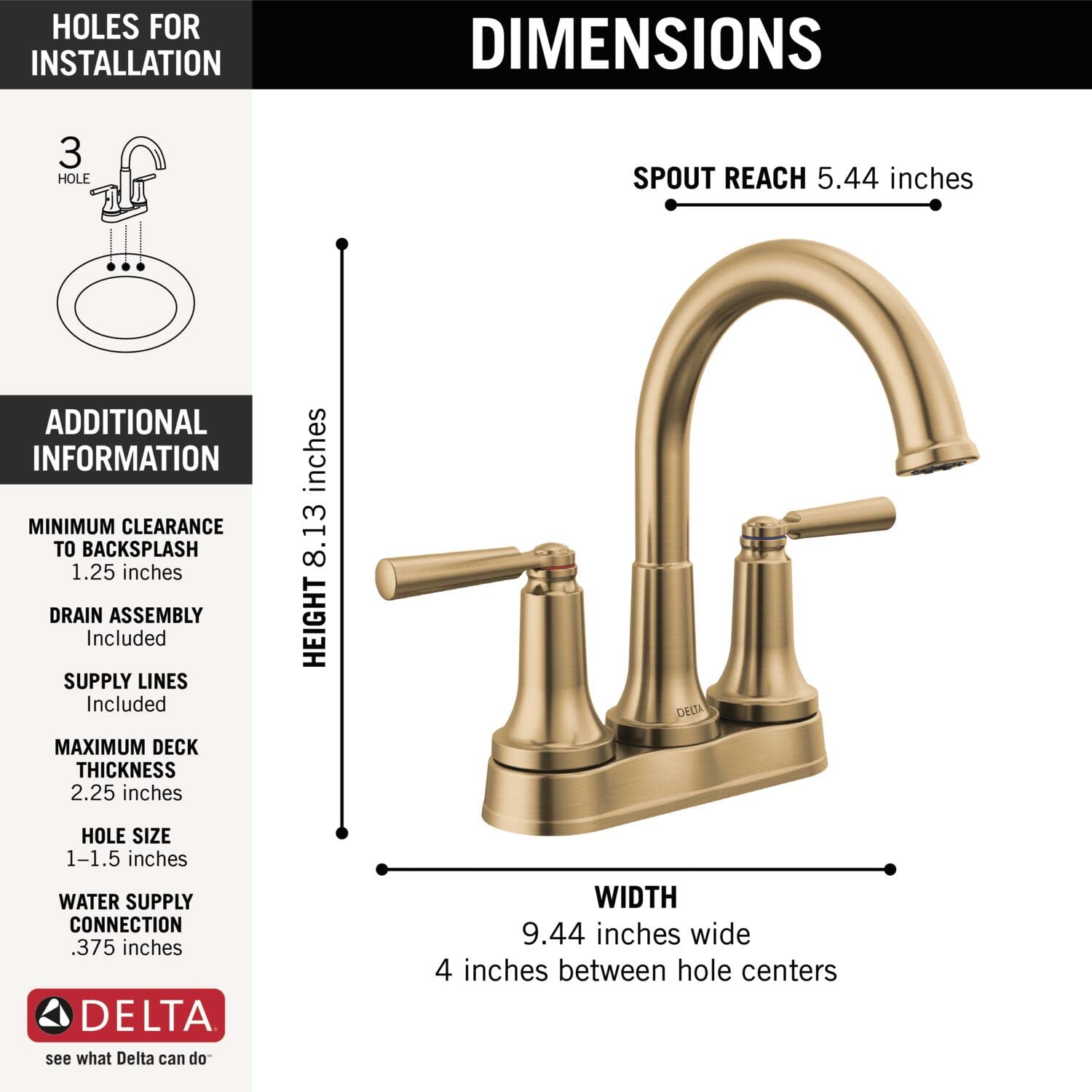 Delta Faucet Saylor Gold Bathroom Faucet, Bathroom Sink Faucet, Centerset Bathroom Faucet for Bathroom Sink, Diamond Seal Technology, Metal Drain Assembly, Champagne Bronze 2535-CZMPU-DST