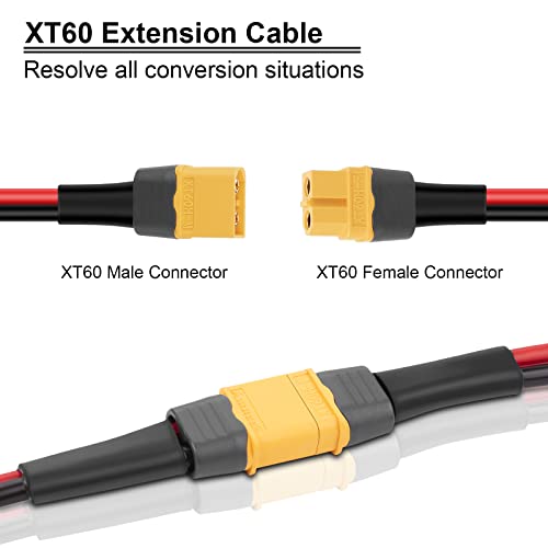 XT60 Extention Cable for Solar Panel RV Automotive RC Battery and Portable Power Station Solar Generator 12AWG 15Ft 4.5M