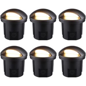 leonlite 6w well lights landscape led, inground lights outdoor, landscape well lighting, low voltage landscape light, ip67 waterproof, aluminum, 12-24v ac/dc, cri90, 3000k warm white, black, pack of 6