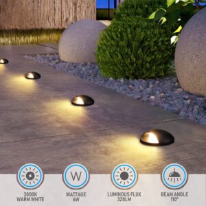 LEONLITE 6W Well Lights Landscape LED, Inground Lights Outdoor, Landscape Well Lighting, Low Voltage Landscape Light, IP67 Waterproof, Aluminum, 12-24V AC/DC, CRI90, 3000K Warm White, Black, Pack of 6