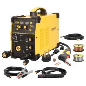 hynade 3 in 1 mig welder mta225sg,digital dual voltage 110/220v mig/tig/arc/spool multi process welding machine, 5 kgs spool flux/solid wire mig welder