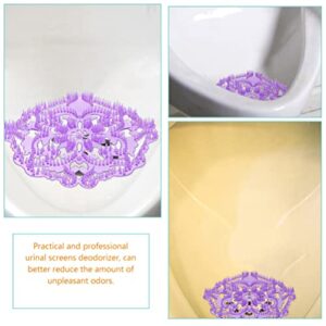 ULTECHNOVO 10pcs Urinal Screen Deodorizer Flower Urinal Pad with Scent Anti- Splatter Urinal Mat Odor Freshener Toilet Supplies for Bathrooms Restrooms Office Purple