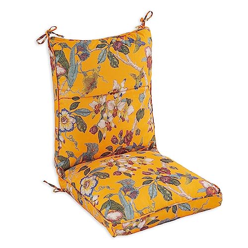 Makimoo Set of 4 Outdoor Dining Chair Cushions, Comfort Patio Seating Cushions, 44 x21x4.5 inch, Single Welt and Zipper, Sunset Blossom Orange