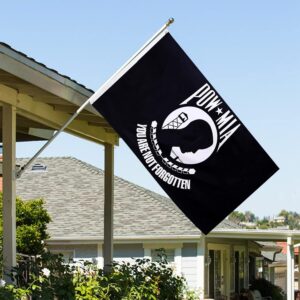 Mia Pow Flags 2x3 Outdoor Double Sided Pow Flags Heavy Duty 3 Ply Thick Nylon Material with 2 Metal Grommets, 4 Rows of Stitching Powmia Flag Banner