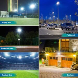 Indmird 2 Pack 60W Led Outdoor Flood Light, Exterior Flood Lights, Plug in Flood Light, for Yard, Stadium, Playground, Lawn,Garden, Garages,Basketball Court