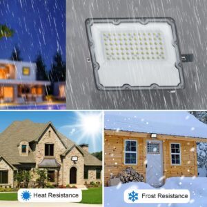 Indmird 2 Pack 60W Led Outdoor Flood Light, Exterior Flood Lights, Plug in Flood Light, for Yard, Stadium, Playground, Lawn,Garden, Garages,Basketball Court