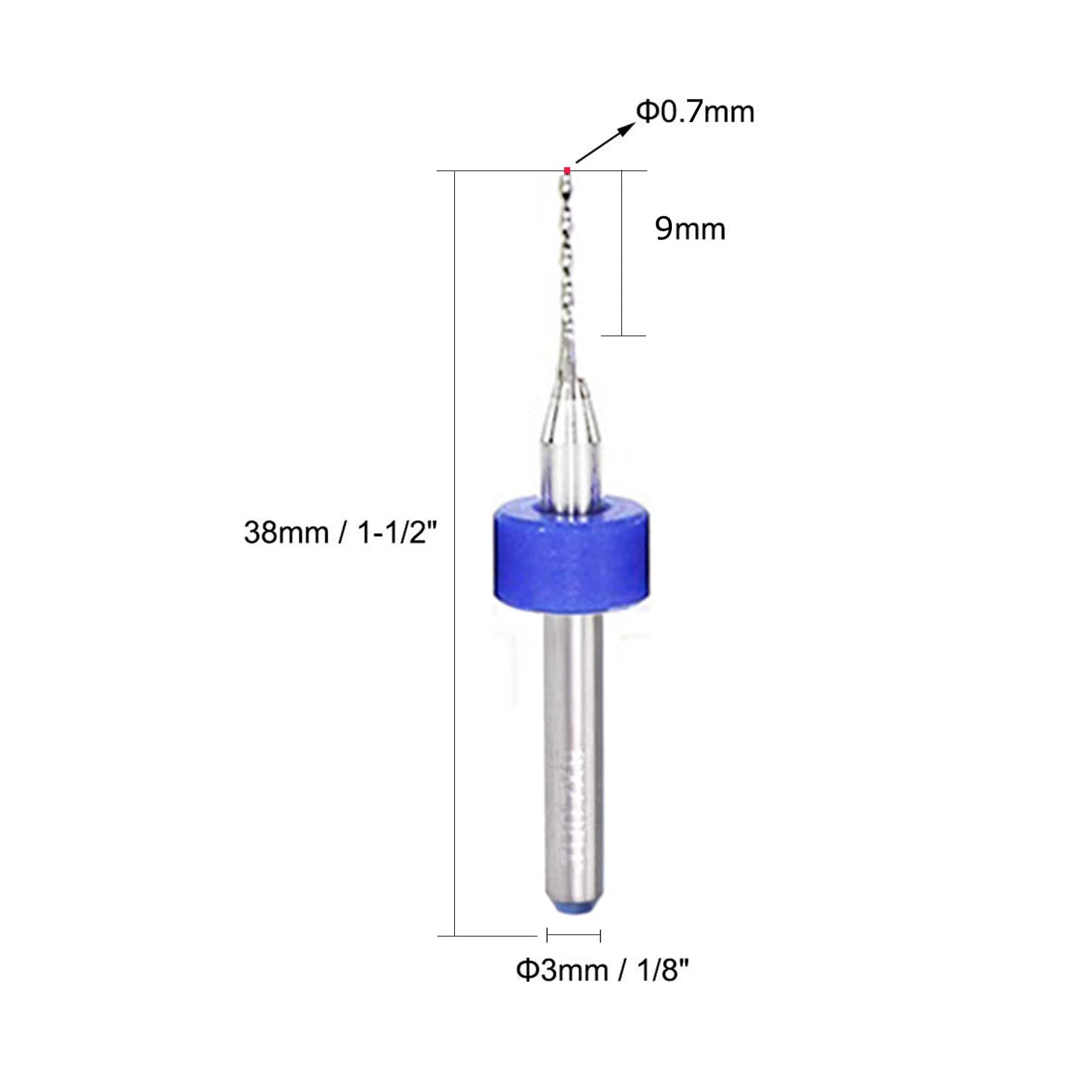 TA-VIGOR Micro Drill Bit -10pcs 0.7mm PCB Drill Bits with 1/8 Inch Shank Tungsten Carbide Rotary Tool for Print Circuit Board/Stone/CNC Engraving