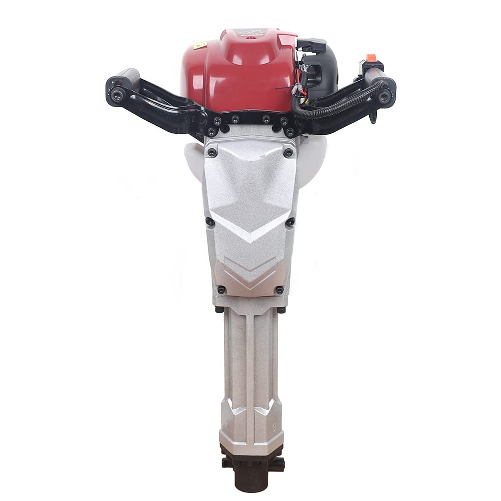 Commercial 4 Stroke Demolition Jackhammer Multifunctional Gasoline Hammer Demolition Jack Hammer Engine Gas Powered Concrete Breaker 2x Chisel (Red)