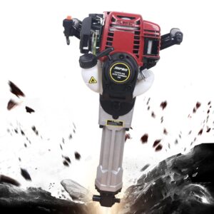 Commercial 4 Stroke Demolition Jackhammer Multifunctional Gasoline Hammer Demolition Jack Hammer Engine Gas Powered Concrete Breaker 2x Chisel (Red)