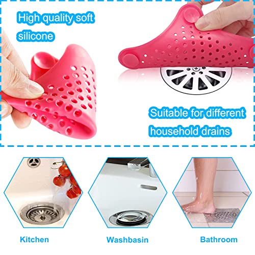 YUEARN 8 Pieces Shower Drain Hair Catcher, Silicone Hair Stopper, Shower Drain Covers with Suction Cup Suit for Bathroom Bathtub and Kitchen (8 Colors)