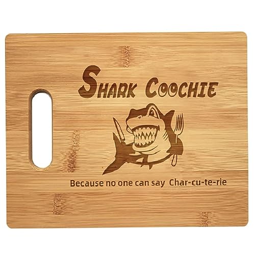 13inch Shark Coochie Charcuterie Board | Handmade Cutting Boards | Bamboo Board | Laser Engraved | Sharkcootie Cutting Board Shark Board