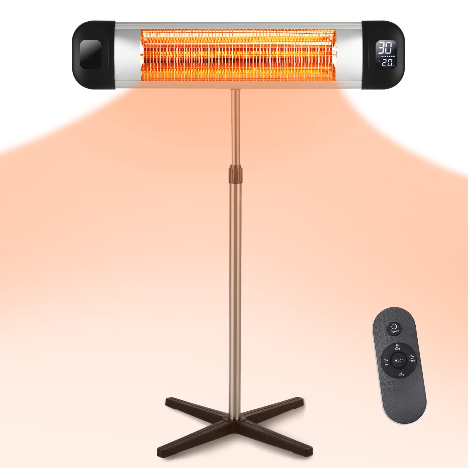 SWYDDY Electric Patio Heater,Wall-Mounted/Ceiling/Standing Heater for garage porch yard, Space Infrared Heater with Tip-Over Protection,2000W-FastHeating,Remote Control