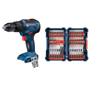 bosch gsb18v-490n 18v ec brushless 1/2 in. hammer drill/driver (bare tool)&bosch 44 piece impact tough screwdriving custom case system set sdms44