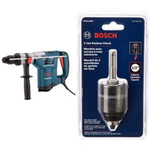 bosch rh432vcq 1-1/4-inch sds-plus rotary hammer kit, blue&bosch 3-jaw keyless chuck with sds-plus shank, 1/2-inch ha3jaw