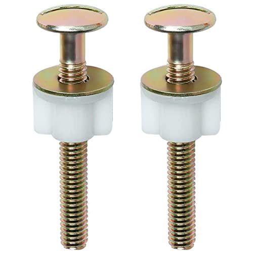 2 Pcs Toilet Seat Screws, Universal Toilet Seat Hinge Bolts and Screw, with Plastic Nuts and Metal Washers Replacement Parts for Top Mount Toilet Seat Hinges