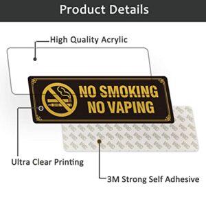 Phyabe 4 Pack No Smoking No Vaping Sign 3” x 9” Thick Acrylic Self-Adhesive Modern Design Sign, Easy to Install