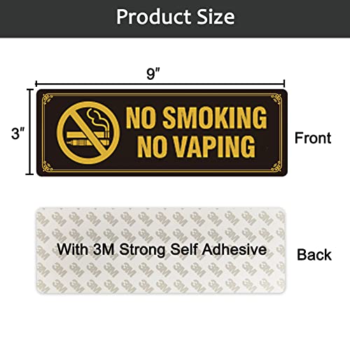 Phyabe 4 Pack No Smoking No Vaping Sign 3” x 9” Thick Acrylic Self-Adhesive Modern Design Sign, Easy to Install