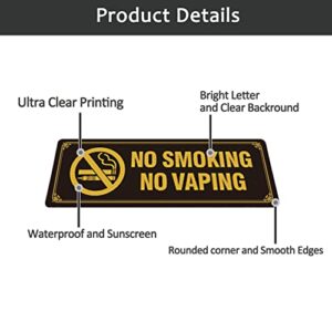 Phyabe 4 Pack No Smoking No Vaping Sign 3” x 9” Thick Acrylic Self-Adhesive Modern Design Sign, Easy to Install