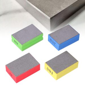 4pcs diamond hand polishing pads, 60 120 200 400 grit diamond sanding blocks, reusable foam sanding blocks, for tile stone trimming deburring marble concrete granite ceramics glass wet dry