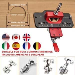 TOGETDREAM 35mm Concealed Hinge Drilling Jig Aluminum Alloy Hinge Boring Hole Drill Drill Guide Locator for Door Cabinet Installation Cabinet Hardware Jig Suitable for American&European