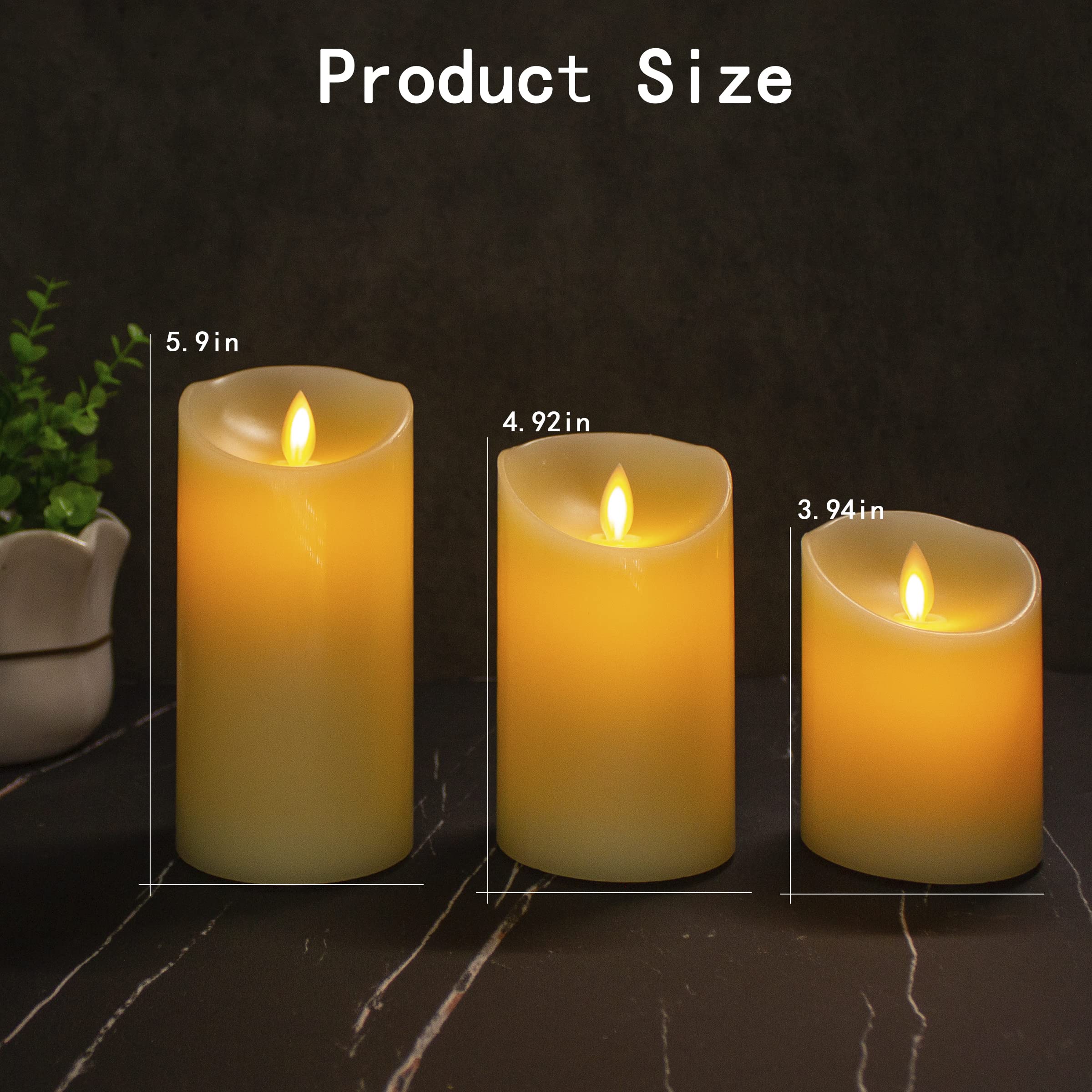 LEDHOLYT Rechargeable Flameless Candle, Flickering LED Pillar Real Wax Candle, Electronic Candle with Remote Control and Timer, USB Rechargeable Candle, Set of 3