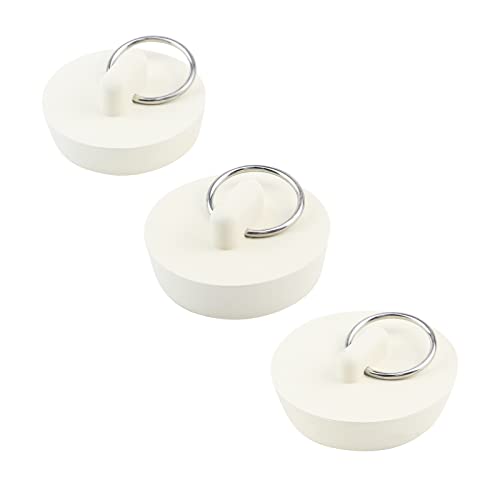 T Tulead 3PCS White Bath Plugs Rubber Drain Plugs Kitchen Drain Stopper Launry Sink Stopper Plug 1-3/8", 1-1/2", 1-5/8"