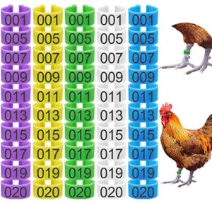 keedolla 100pcs 16mm chicken leg rings 5 colors numbered chicken identification leg bands, poultry leg bands chicken foot rings for ducks chicks bantam guinea pigeons goose gamefowl - medium