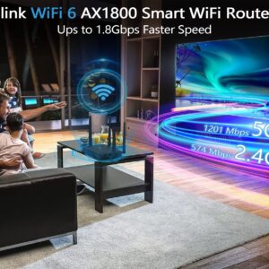 WiFi 6 Router - Jlink 5Ghz 1.8 Gbps Smart Wireless Wi-Fi 6 Router AX1800, 4-Stream 8K Computer Internet Router for Home, Dual Band TWT 100M Router Up to 1700 sq. ft, WPA3 IPV6 Security, 128 Devices