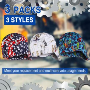 3 Pcs Flame Resistant Welding Hats for Men Welding Cap Mesh Inside Liner Electric Welder Cap Mesh Inside Liner Welding Hats for Men Welding Helmet Electrician (Star Style)