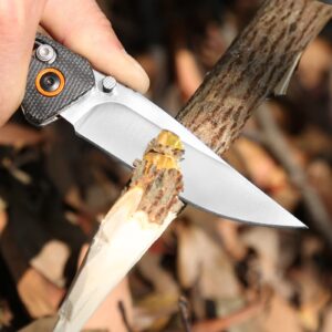 JSWS Tactical Knife Pocket Folding Knife Survival Camping Knife 440C Stainless Steel 3.7'' Blade Micarta Handle Axis Lock Perfect for Camping Fishing Hiking Survival Gifts for Men