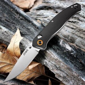 JSWS Tactical Knife Pocket Folding Knife Survival Camping Knife 440C Stainless Steel 3.7'' Blade Micarta Handle Axis Lock Perfect for Camping Fishing Hiking Survival Gifts for Men