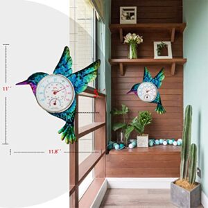 FESTYLES Outdoor Thermometer for Patio Room Humidity Thermometer 11Inch Indoor Large Numbers Waterproof Hummingbird Not Require Battery