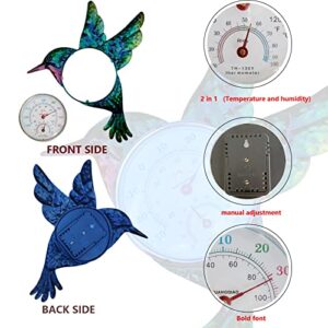 FESTYLES Outdoor Thermometer for Patio Room Humidity Thermometer 11Inch Indoor Large Numbers Waterproof Hummingbird Not Require Battery