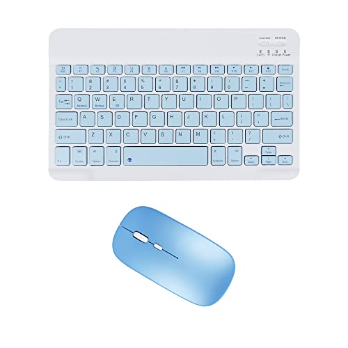 Super Space Wireless Bluetooth Keyboard and Mouse Combo, Ultra-Thin 2.4 GHz Wireless Keyboard and Mouse for iPad Pro/iPad Air/iPad 9.7 and Other iOS Android Windows Devices,Blue