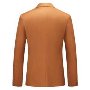 Men's Slim Fit Double Breasted Jacket Slim Fit Business Daily Prom Blazer Peak Lapel Groom Wedding Party Suit Coat (Caramel,X-Large)